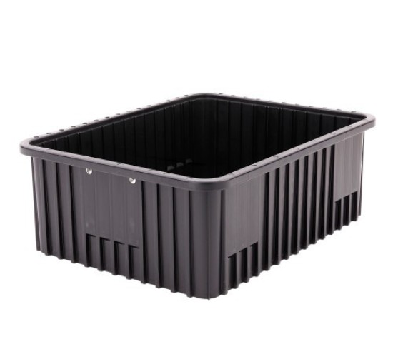 Metro TB93080CAS ESD-Safe Tote Box | Black Conductive | Stackable | 22. ...